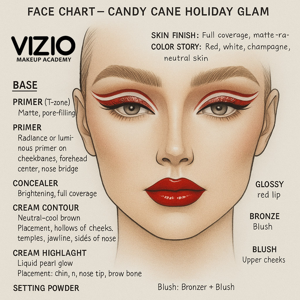 Candy Cane Makeup Look: Holiday Glam Tutorial for Christmas
